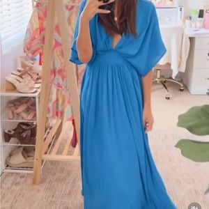 Dresses | Royal Blue Deep V Side Slit Maxi Dress | Poshmark